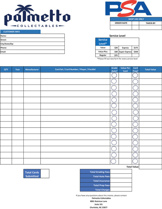 CARD GRADING – Palmetto Collectables